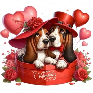 Basset Hound Puppy Valentine’s Day Digital Download Scrapbooking Craft ...