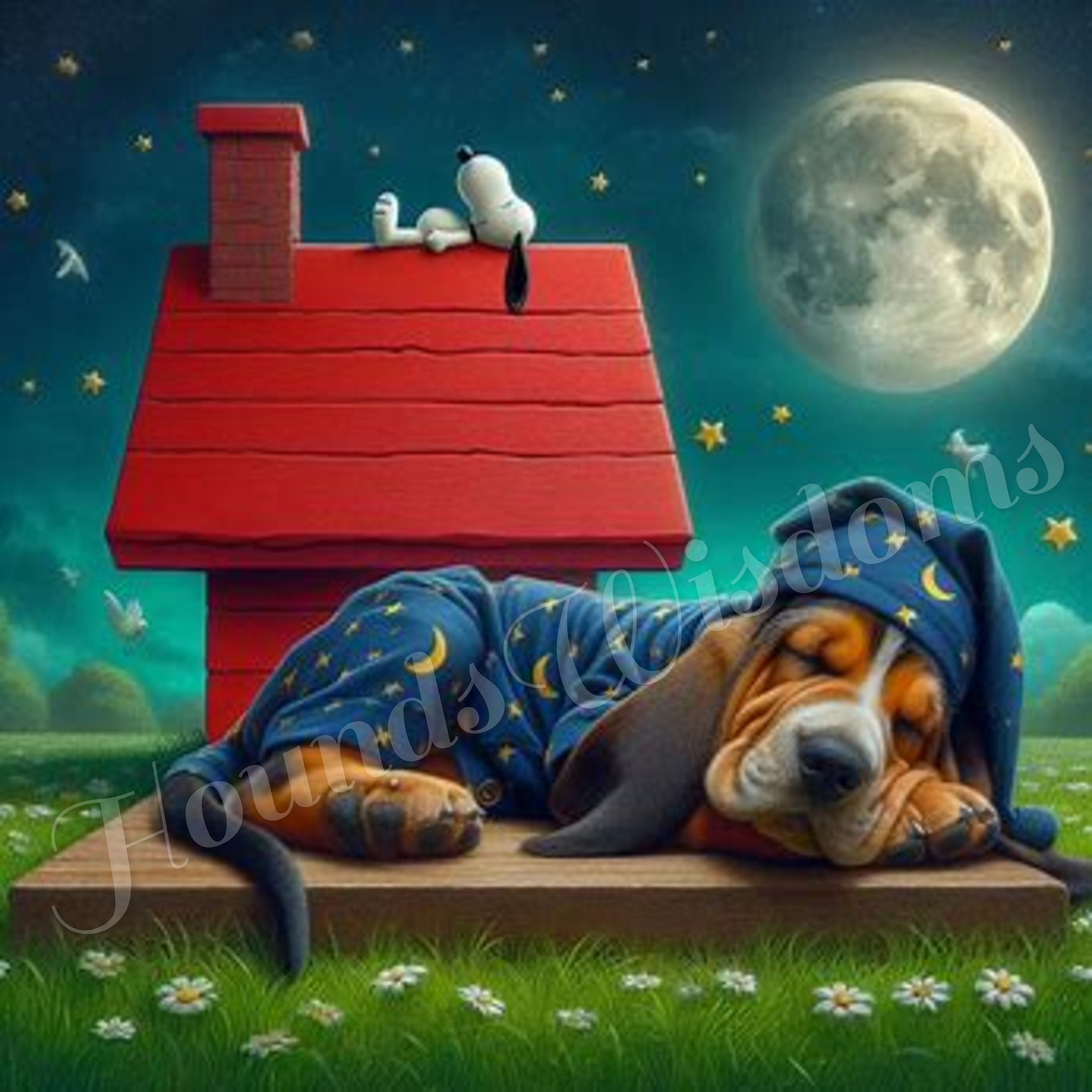 Basset Hound Bloodhound Dog Puppy Snoopy Dog House Good Night Printable ...