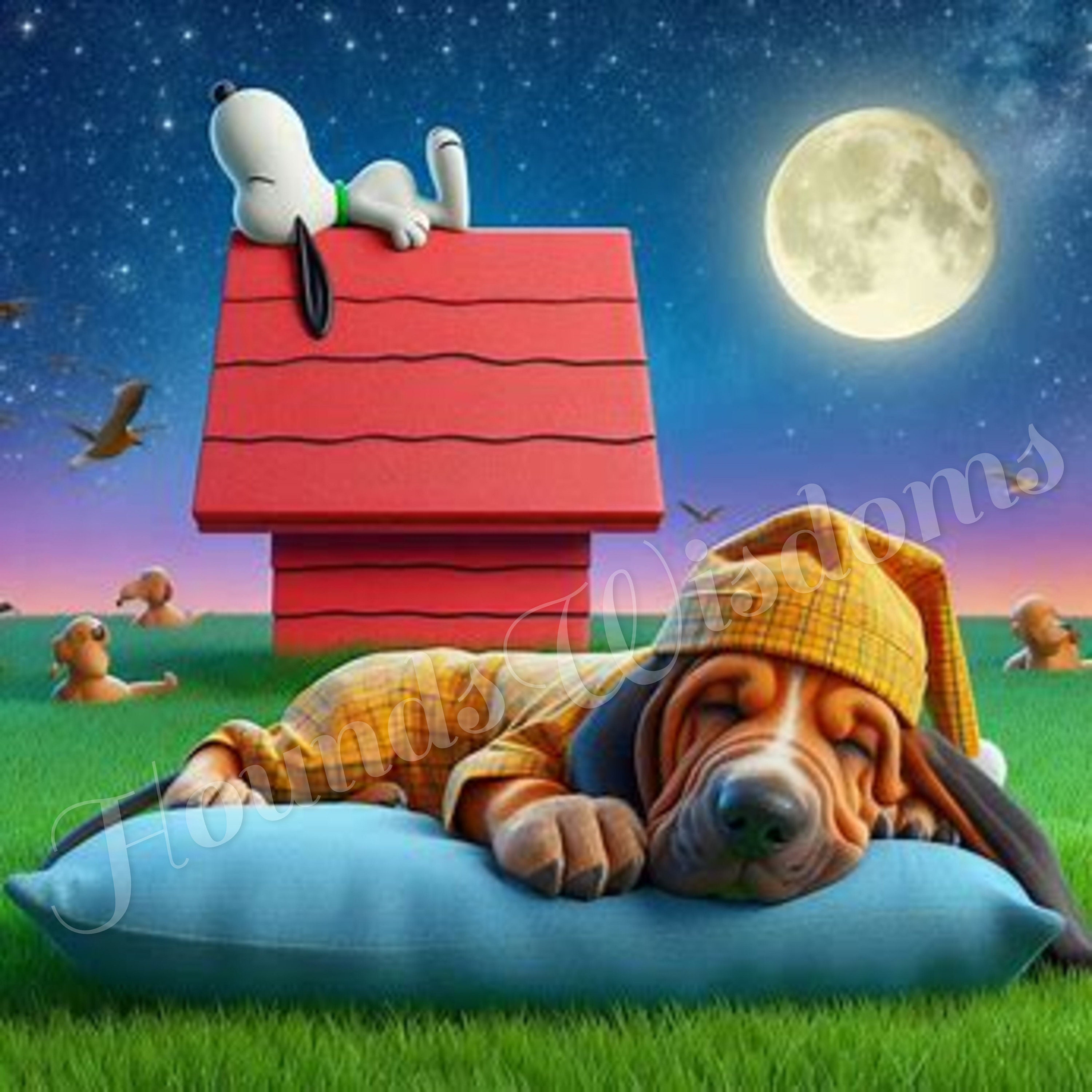 Basset Hound Bloodhound Dog Puppy Snoopy Dog House Good Night Printable ...