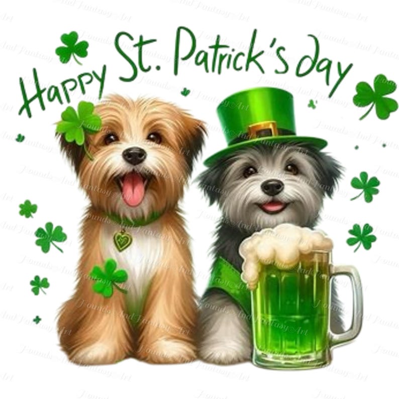 Cute Dogs St Patrick’s Adorable Puppies Digital Download Scrapbooking ...