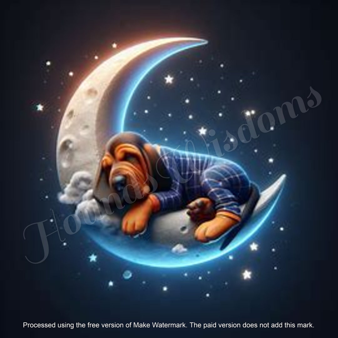 Bloodhound Puppy on Moon: Printable Digital Art (PNG JPG) - Etsy