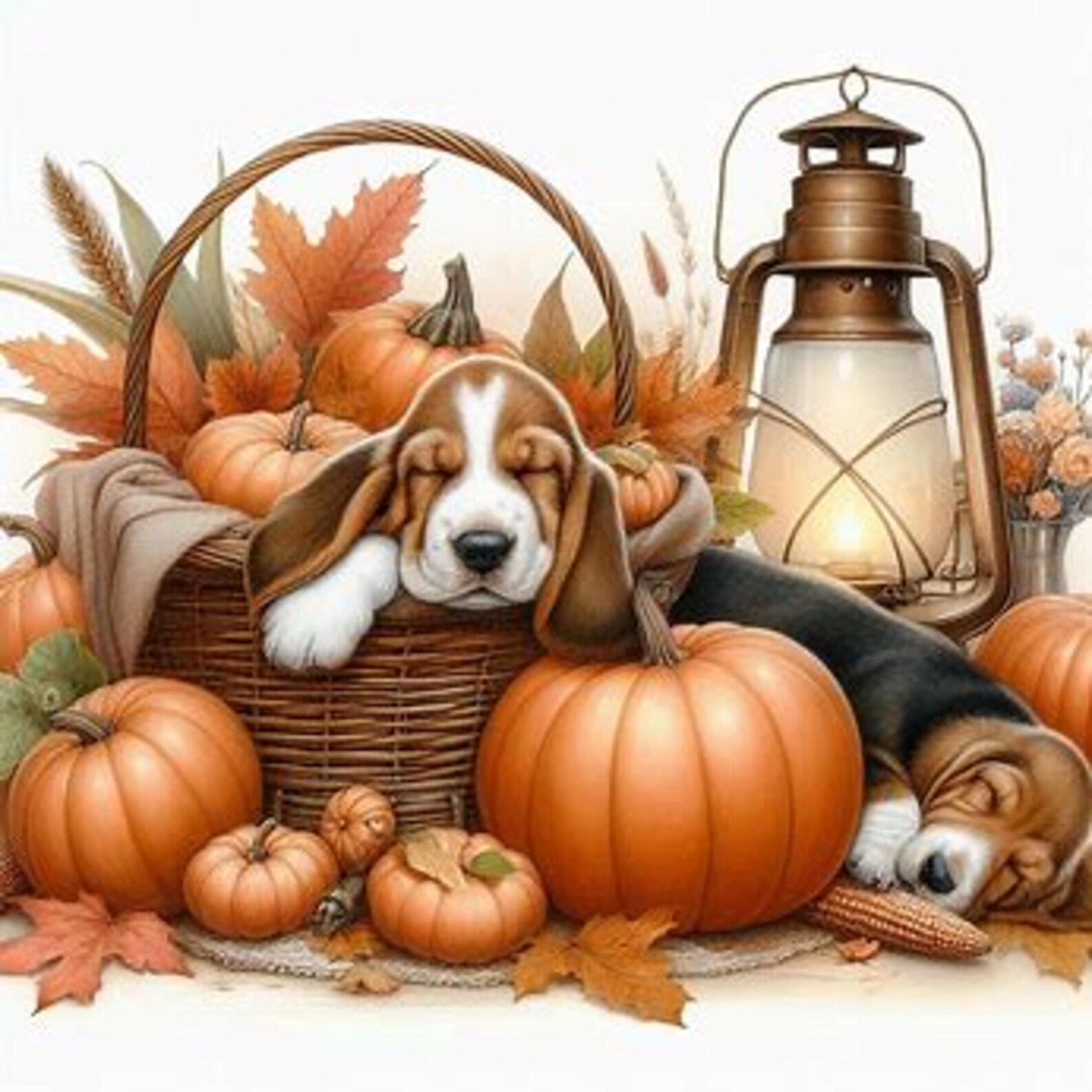 Basset Hound Clipart Dog Puppy Pet 12 JPG Autumn Thanksgiving Pumpkin ...