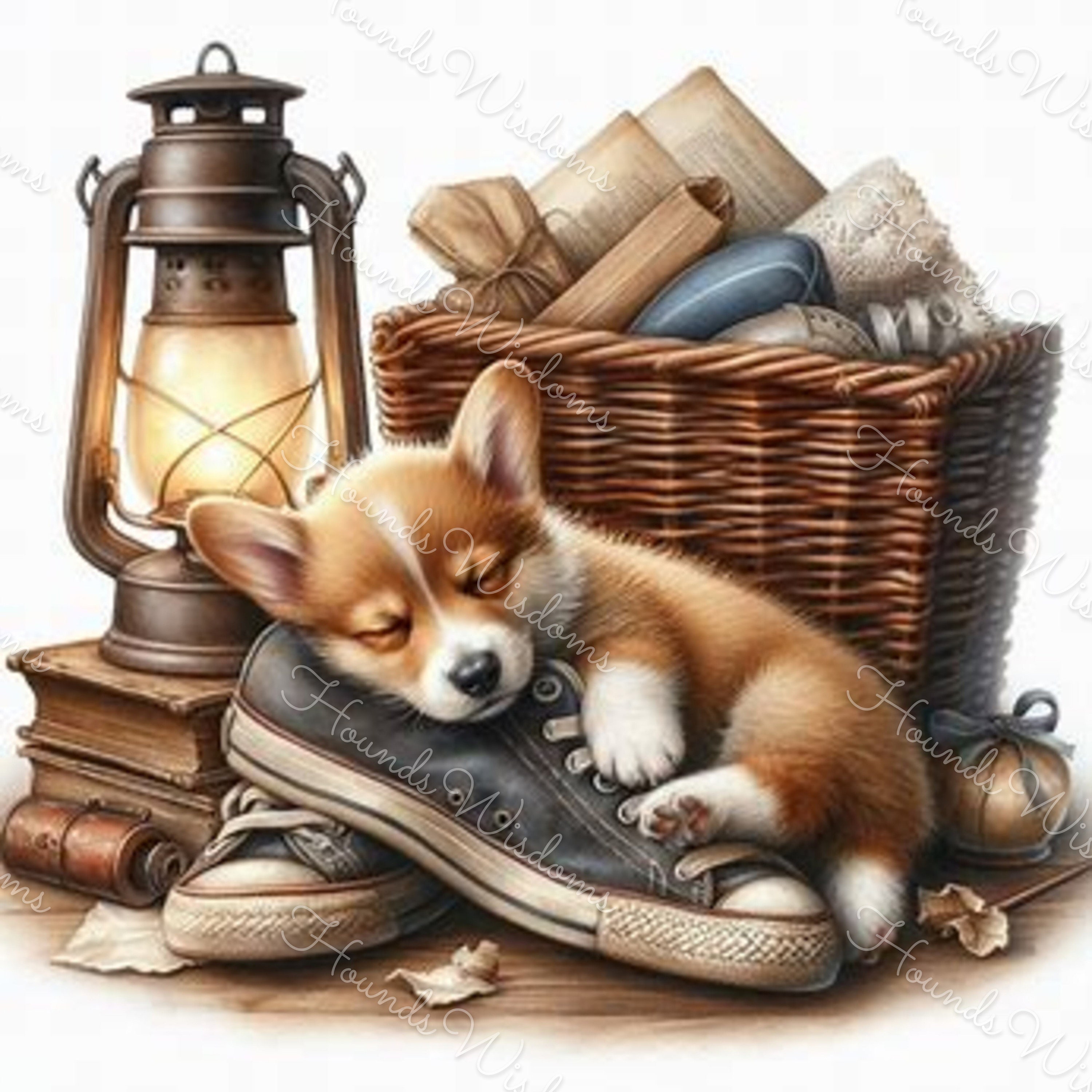 Welsh Corgi Dog Hound Puppy Sleeping Printable 12 Poster Sticker ...