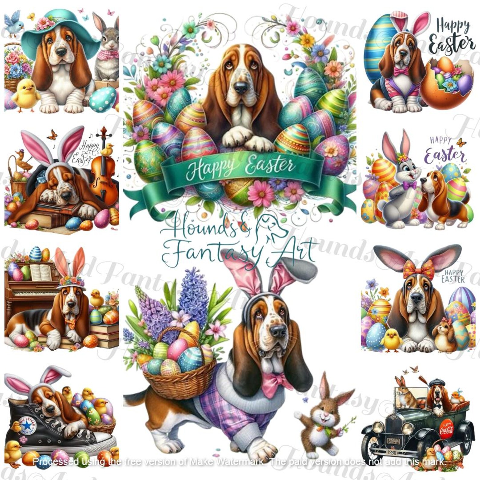 Easter Basset Hound Easter Egg 189 PNG Easter Giftcard Digital Easter ...