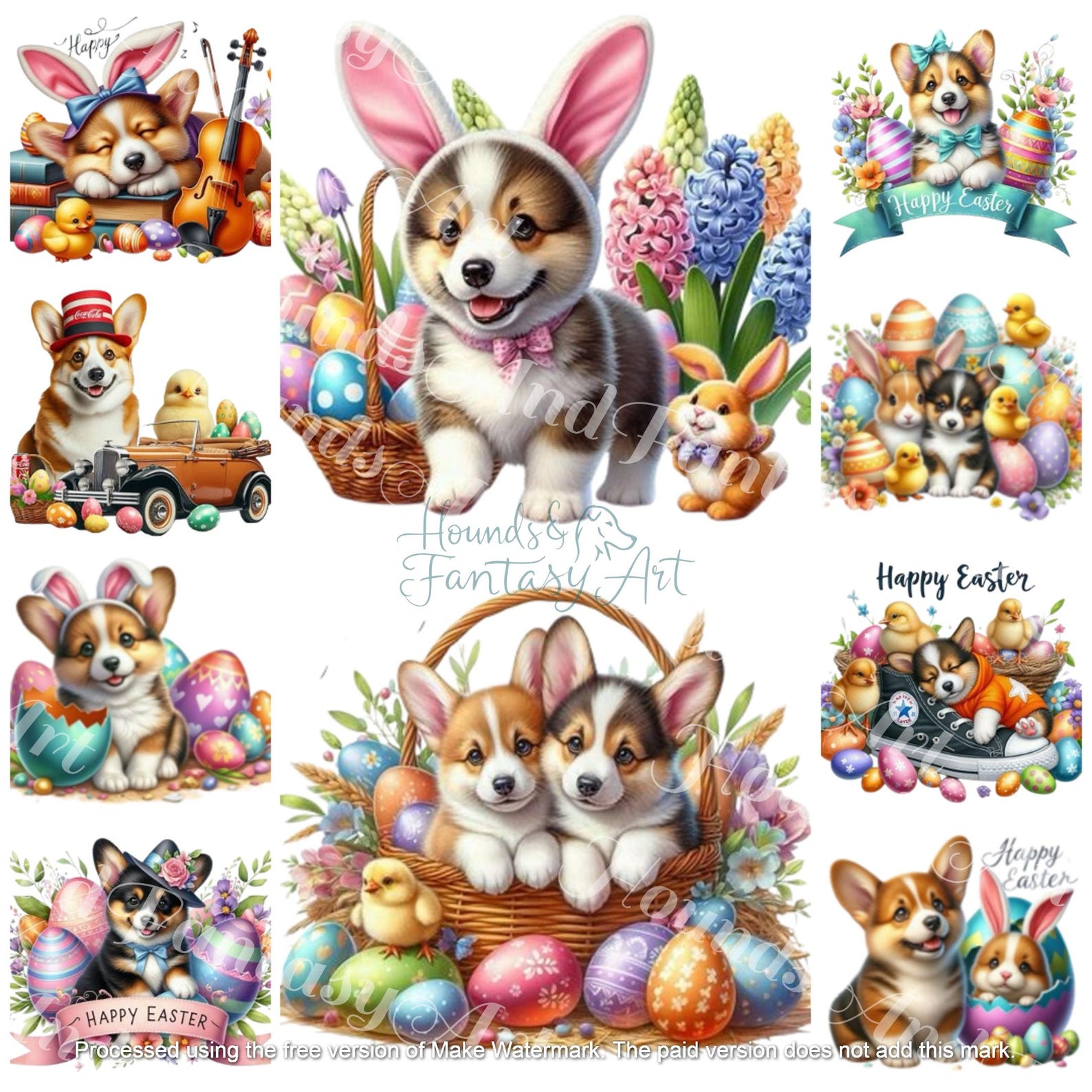 Easter Welsh Corgi Easter Egg 137 PNG Easter Dog Giftcard Digital Cute ...