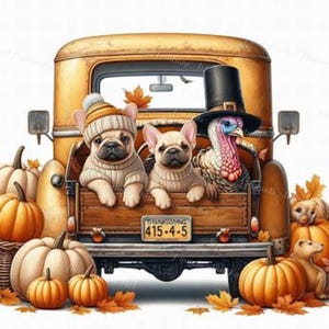 French Bulldog Thanksgiving Clipart Dog 20 JPG Watercolor Fall Pumpkin ...