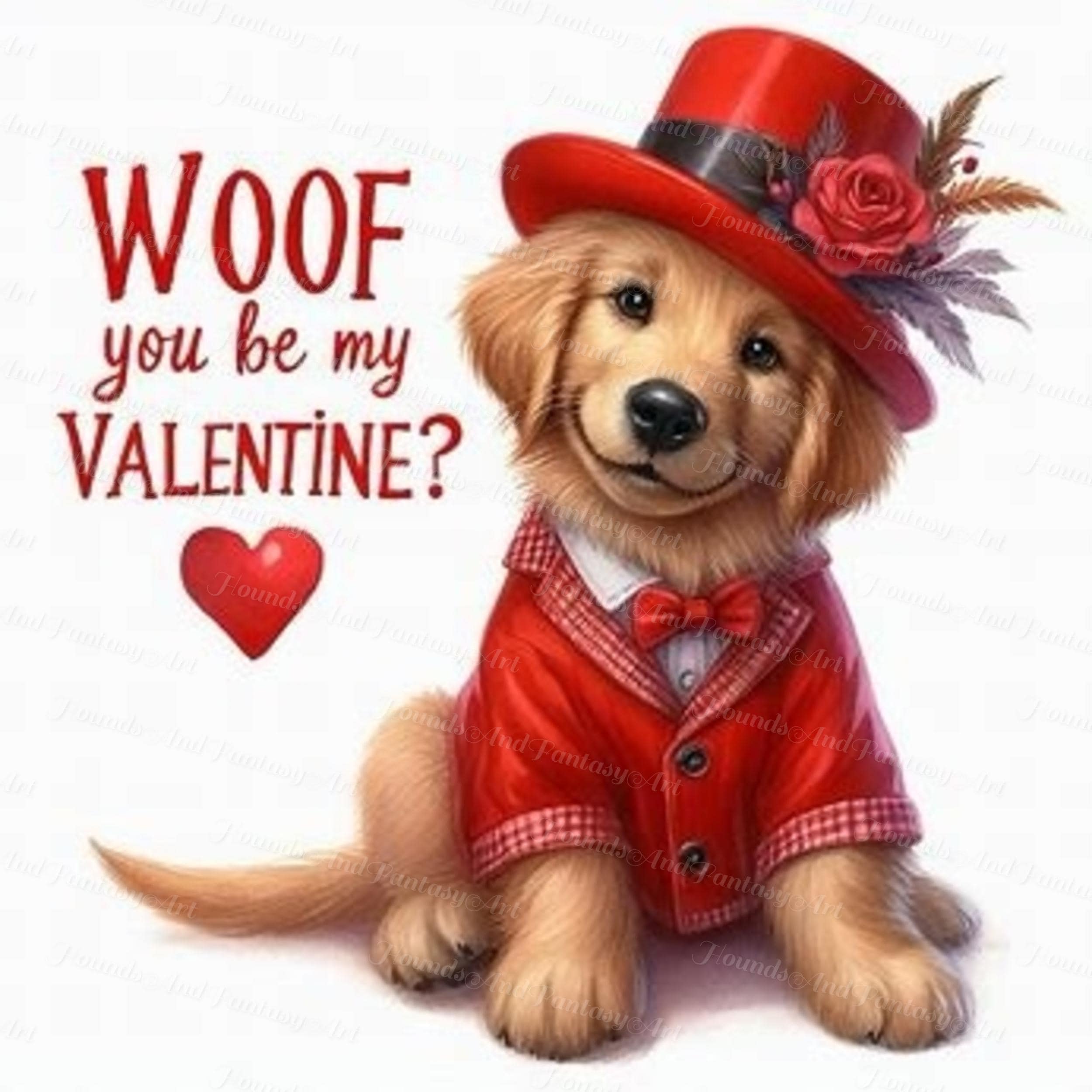 Golden Retriever Puppy Valentine’s Day Digital Download Scrapbooking ...