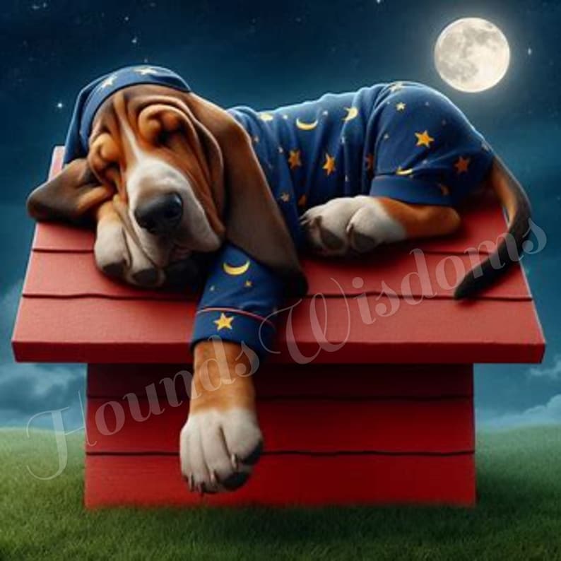 Basset Hound Bloodhound Dog Puppy Snoopy Dog House Good Night Printable ...