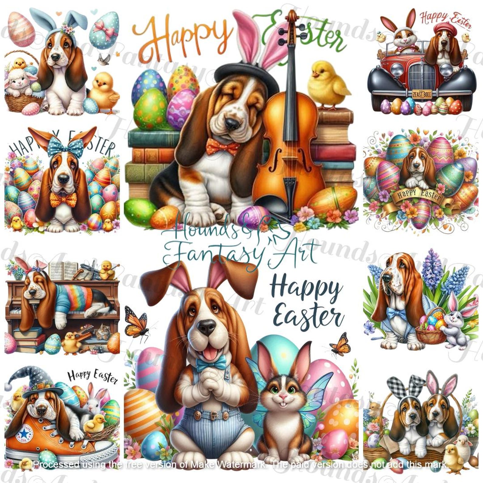 Easter Basset Hound Easter Egg 189 PNG Easter Giftcard Digital Easter ...