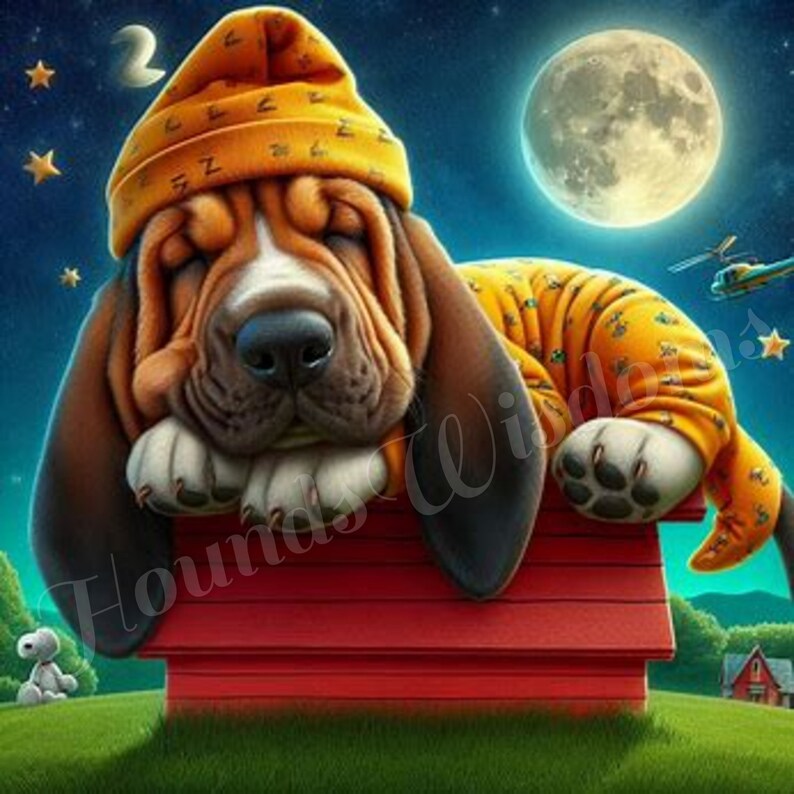 Basset Hound Bloodhound Dog Puppy Snoopy Dog House Good Night Printable ...