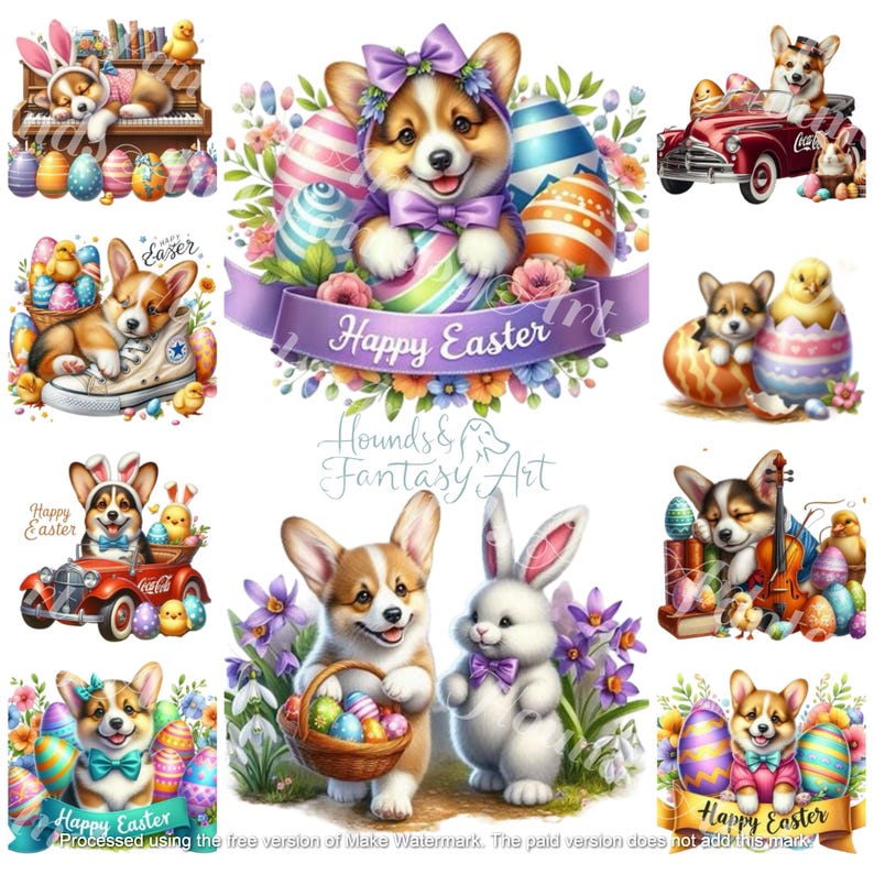 Easter Welsh Corgi Easter Egg 137 PNG Easter Dog Giftcard Digital Cute ...