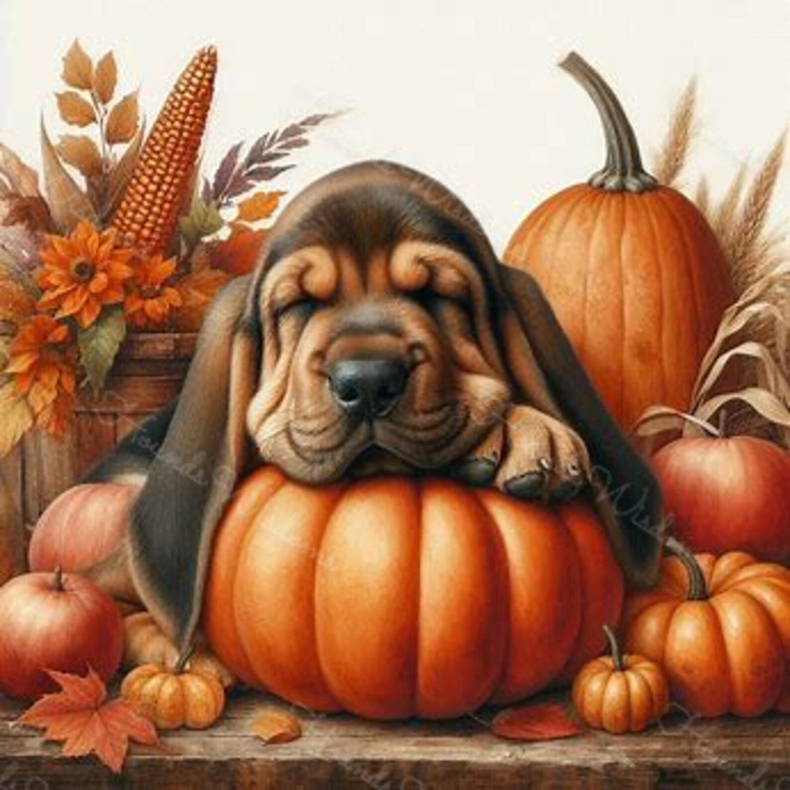 Bloodhound Dog Basset Hound Puppy Pumpkin Autumn Fall Halloween ...