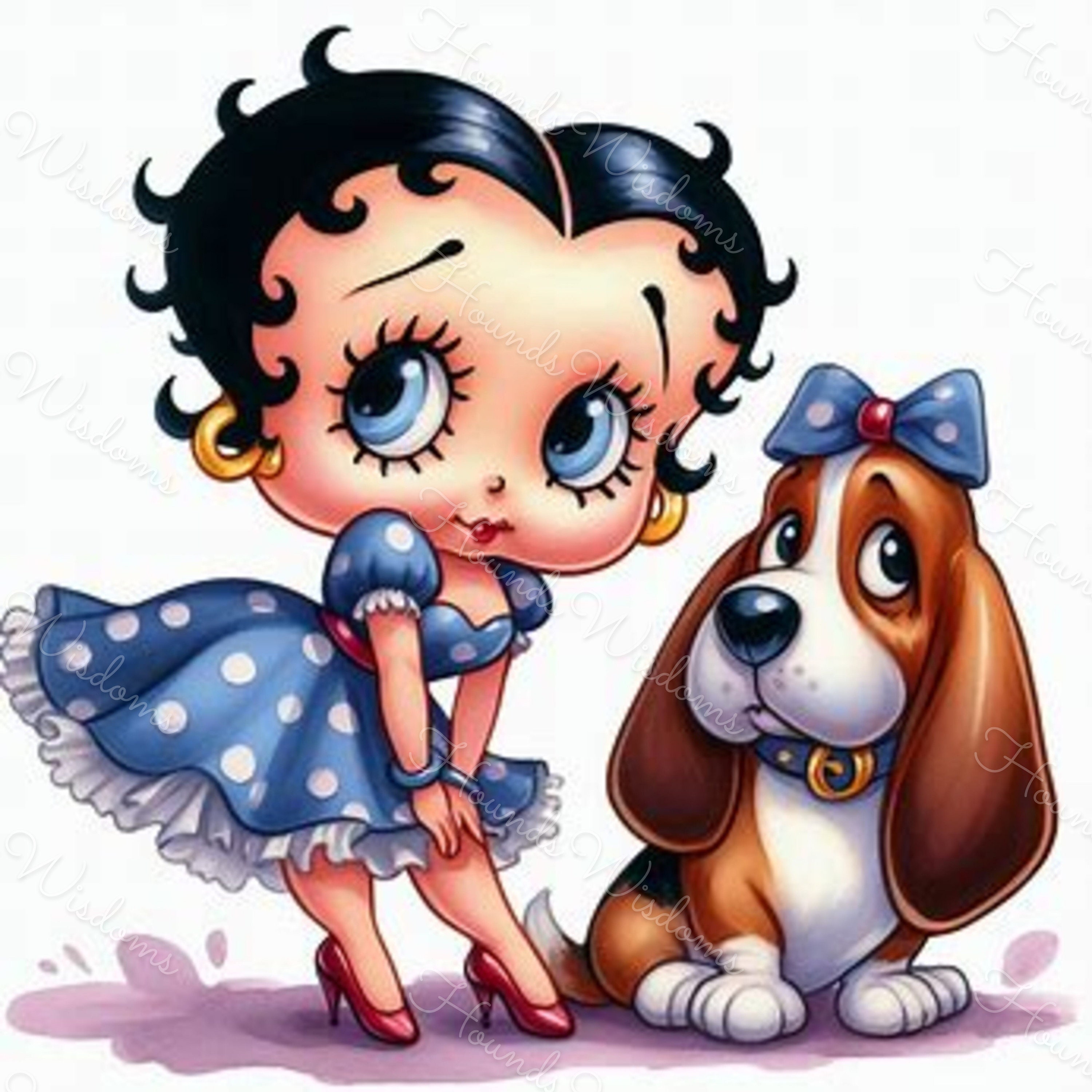 Betty Boop & Basset Hound Printable: Cartoon Dog Poster (digital ...