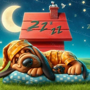 Bloodhound Puppy Good Night Art: Dog House Clipart (digital Download ...