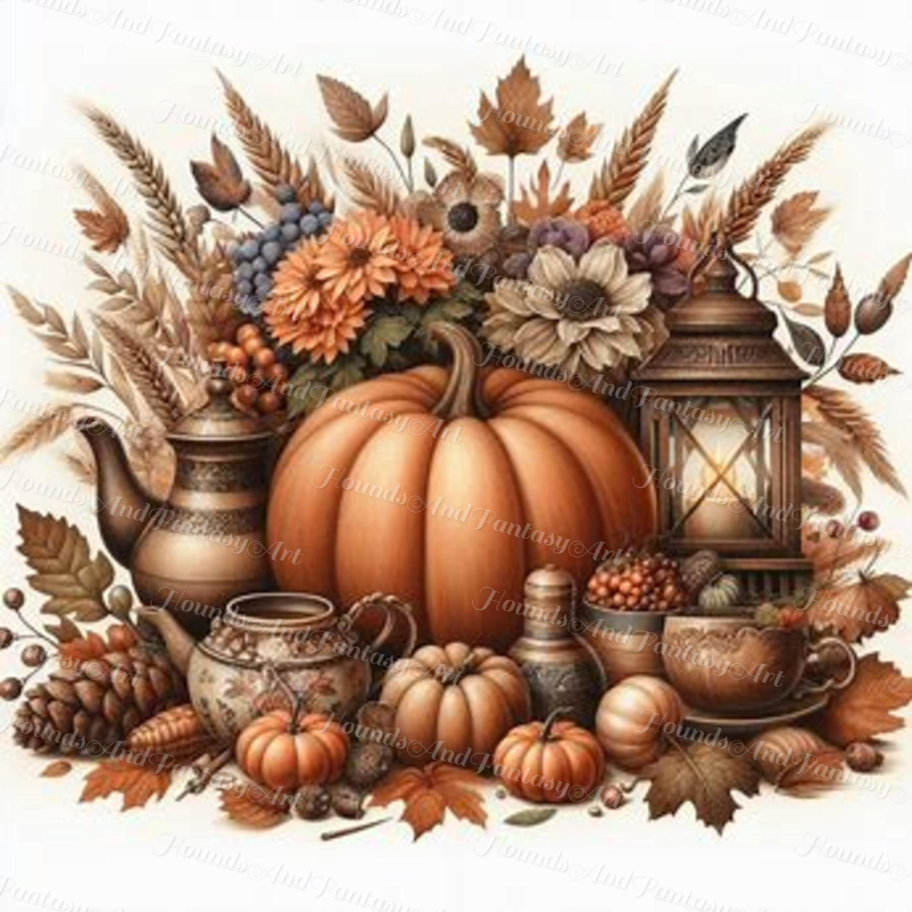 Pumpkin Thanksgiving Clipart Greeting Digital Download 25 JPG ...