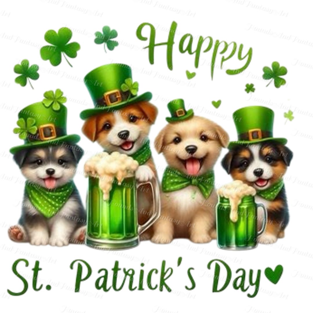 Cute Dogs St Patrick’s Adorable Puppies Digital Download Scrapbooking ...