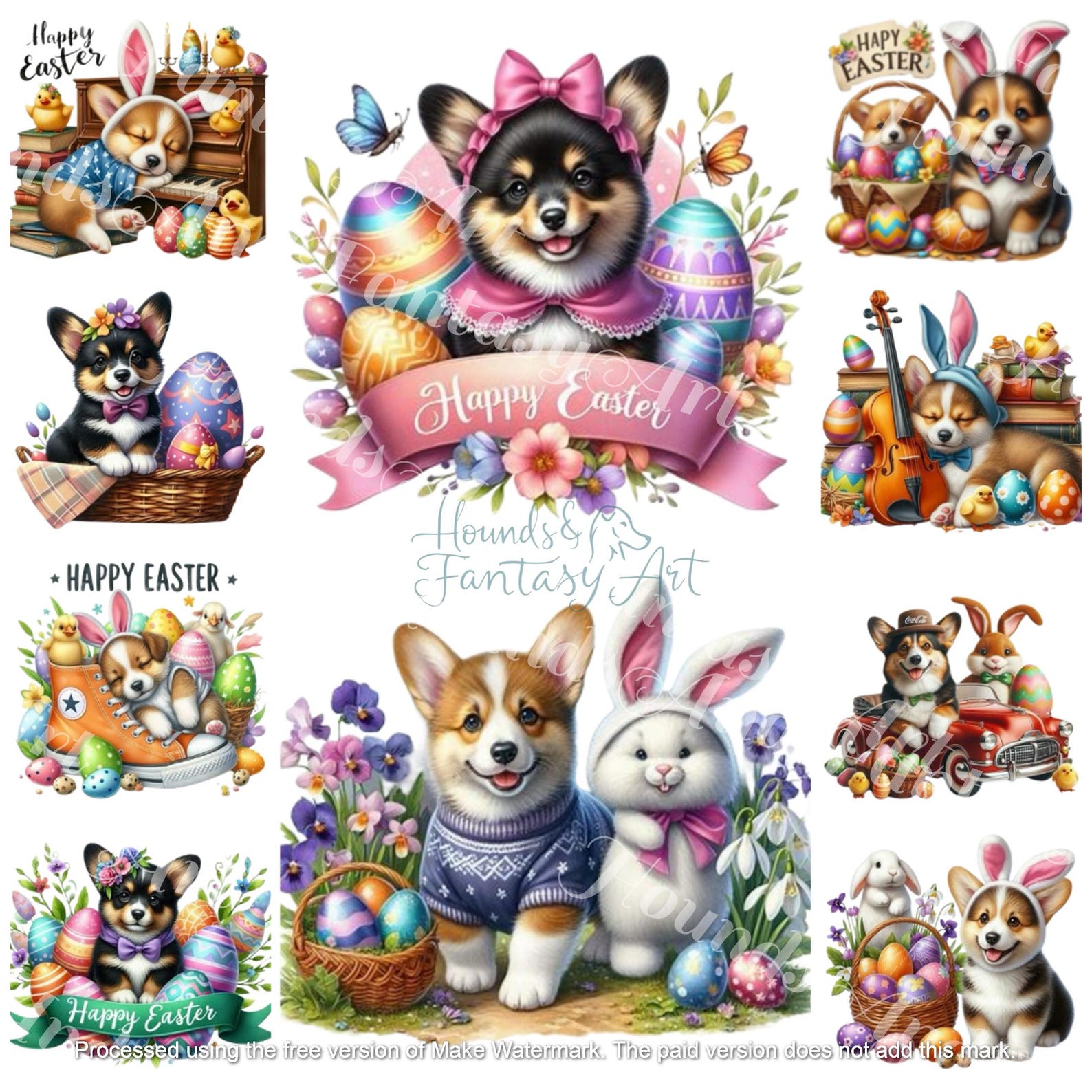 Easter Welsh Corgi Easter Egg 137 PNG Easter Dog Giftcard Digital Cute ...