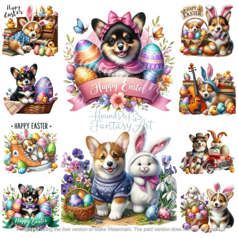 Easter Welsh Corgi Easter Egg 137 PNG Easter Dog Giftcard Digital Cute ...