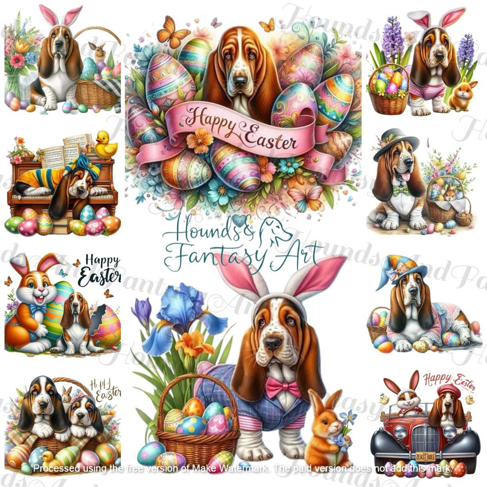 Easter Basset Hound Easter Egg 189 PNG Easter Giftcard Digital Easter ...
