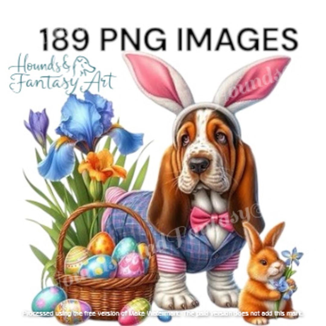 Easter Basset Hound Easter Egg 189 PNG Easter Giftcard Digital Easter ...