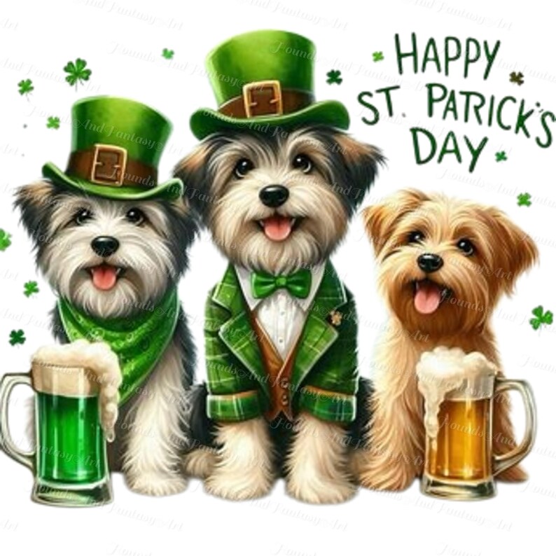 Cute Dogs St Patrick’s Adorable Puppies Digital Download Scrapbooking ...