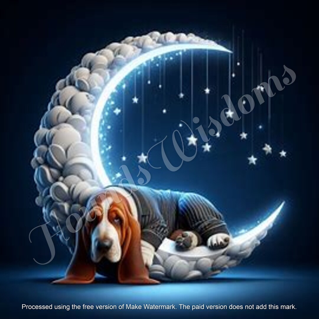 Basset Hound Bloodhound Dog Puppy Moon 4 Printable Poster Sticker ...