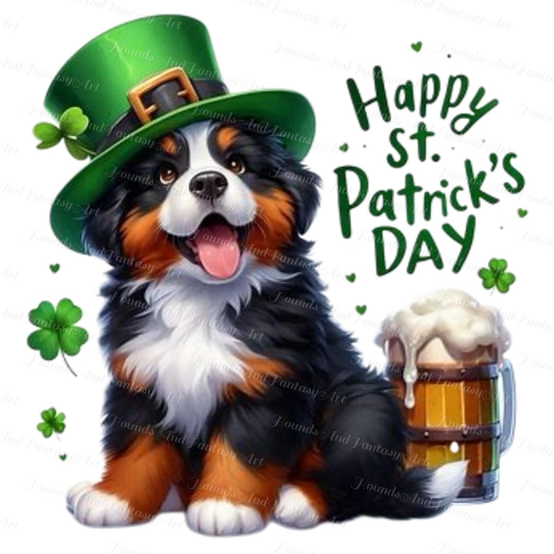 Bernese Mountain Dog St Patrick’s Day Puppy Digital Download ...