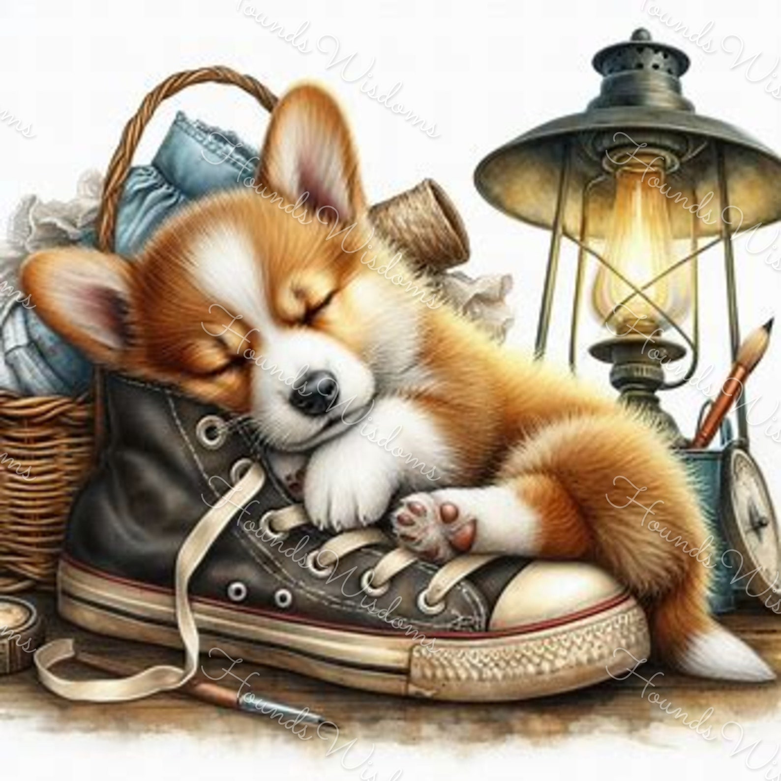 Welsh Corgi Dog Hound Puppy Sleeping Printable 12 Poster Sticker ...