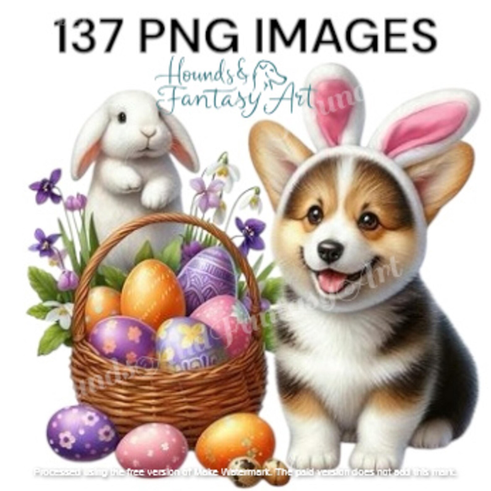 Easter Welsh Corgi Easter Egg 137 PNG Easter Dog Giftcard Digital Cute ...