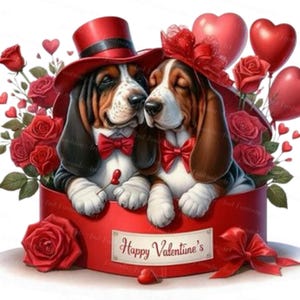 Basset Hound Puppy Valentine’s Day Digital Download Scrapbooking Craft ...