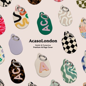 AirTag Holder With Keychain O-ring - Beige Line Art Apple AirTag Case ...