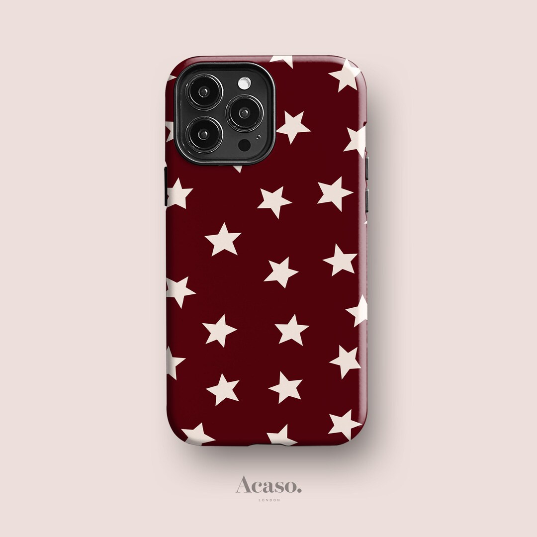 Maroon Stars Case for iPhone 16 Pro, iPhone 15 Plus Case, iPhone 14 ...