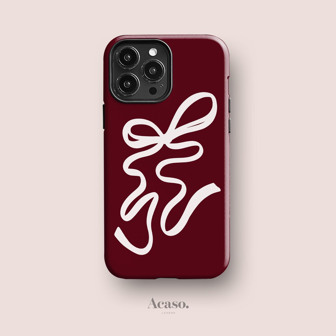Deep Maroon Bow Case for iPhone 16 Pro, Ribbon iPhone 15 Case, for ...