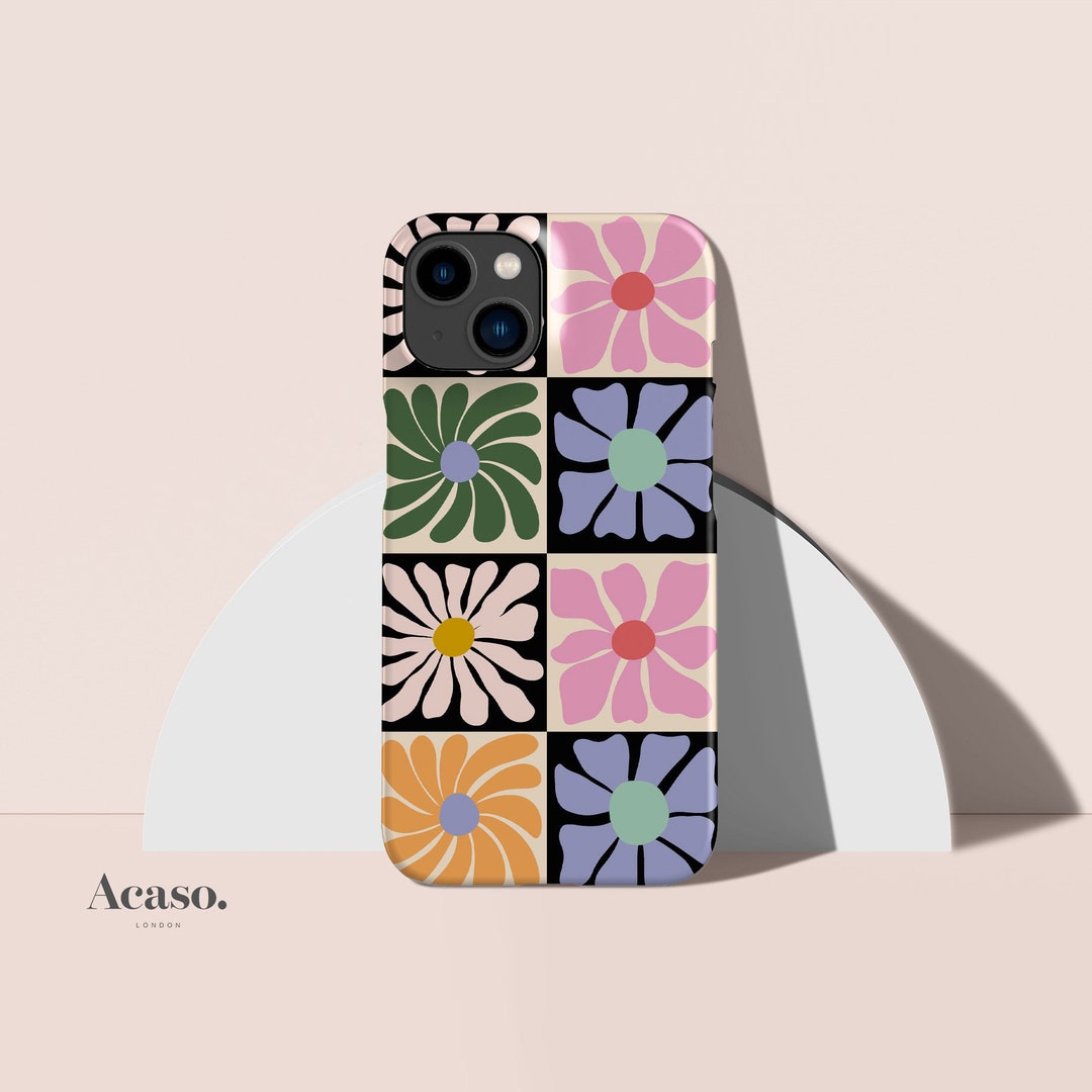 SUMMER FLOWERS Phone Case Bright Checkered Phone Case, iPhone 14 Case ...