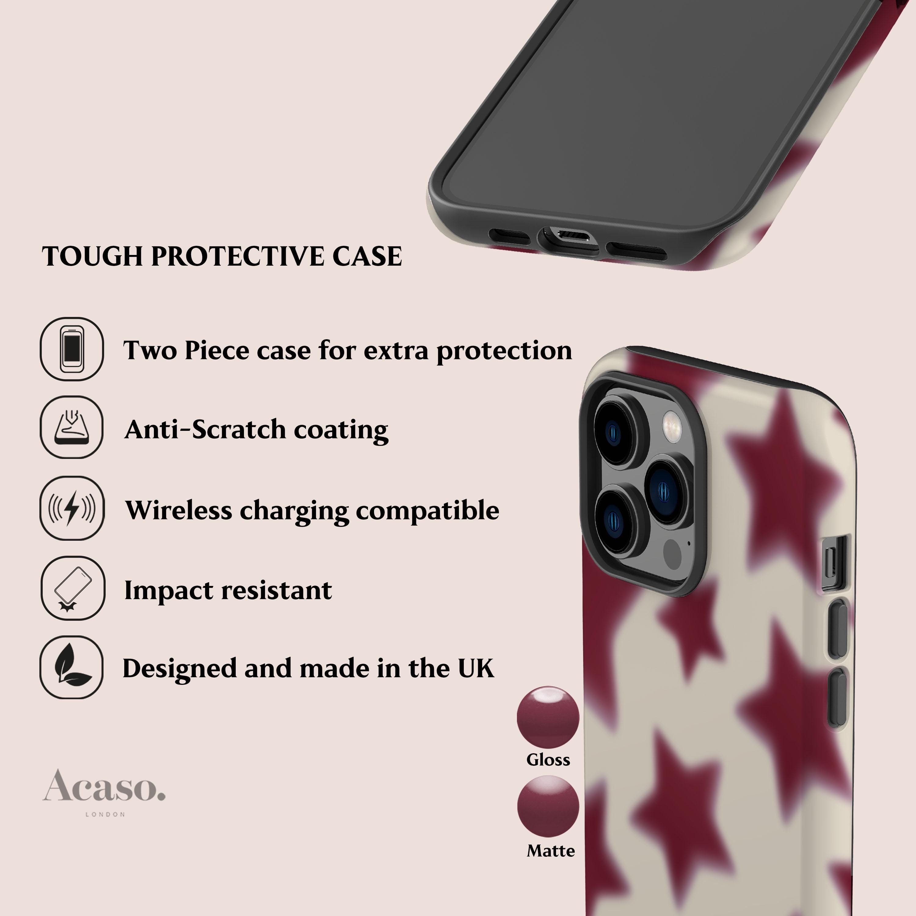Maroon Blurry Stars Case for iPhone 16 Pro Max, iPhone 15 Plus, for ...
