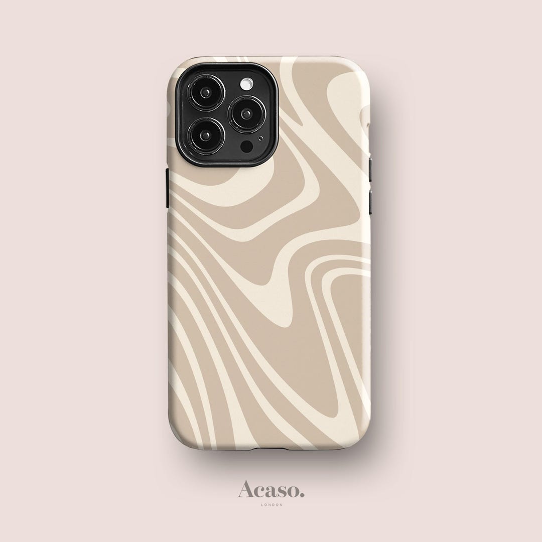 Beige Waves Case for iPhone 16 Pro Max, iPhone 15 Pro, iPhone 14 Plus ...