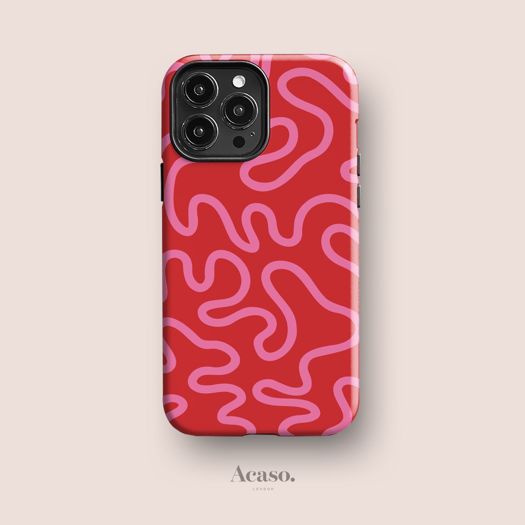 Red Swirly Phone Case for iPhone 16, iPhone 15 Pro Case, iPhone 14 Pro ...
