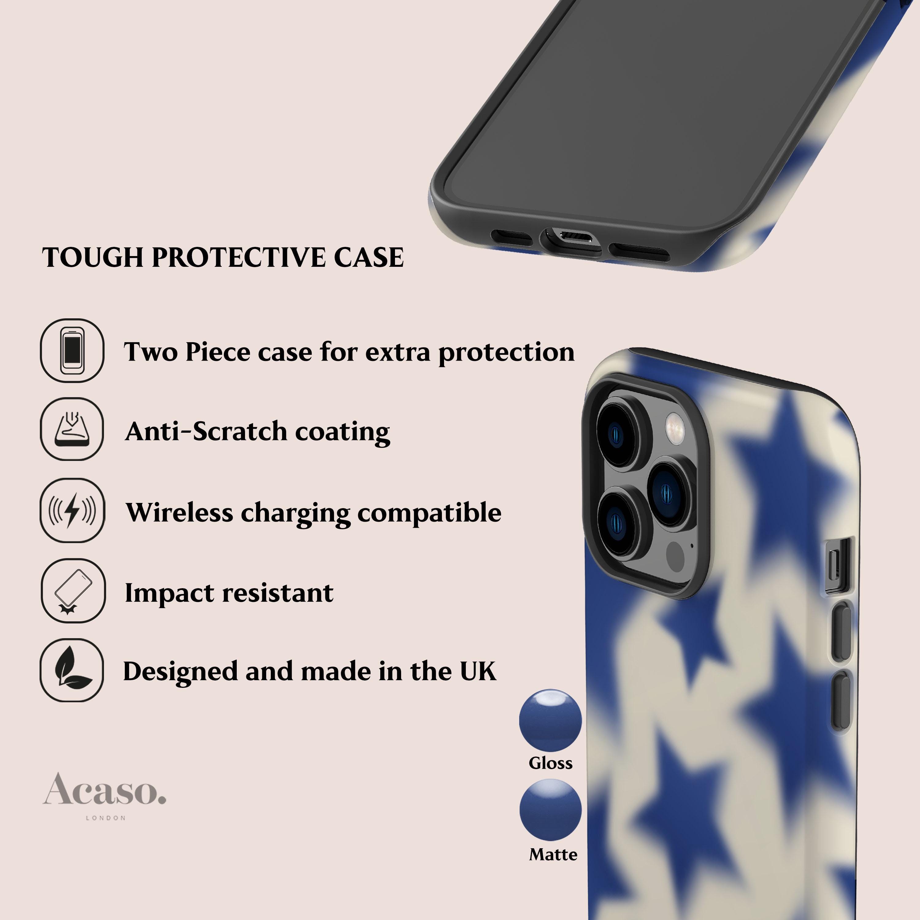 Blurry Blue Stars Phone Case, Aesthetic Gradient Design - Etsy