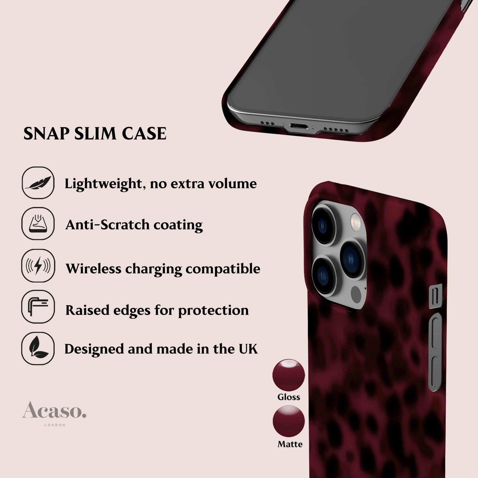 Maroon Tortoise Shell Case for iPhone 16 Pro, iPhone 14 Plus, iPhone 13 ...