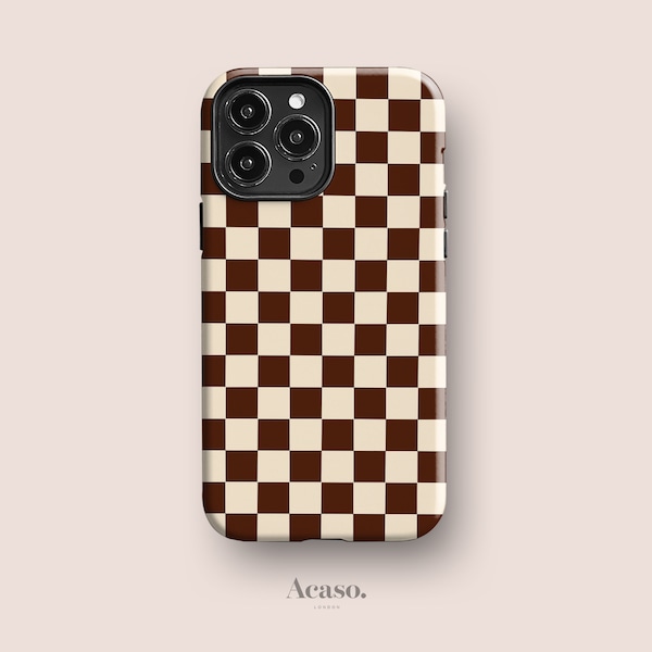 Brown Checkered iPhone Case - Etsy