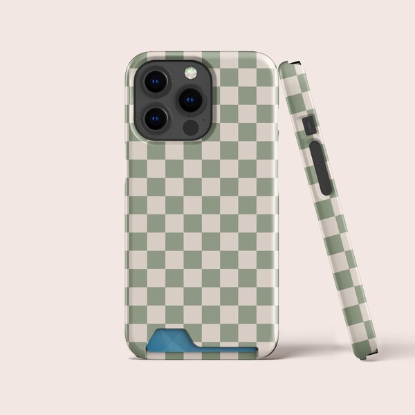 Checkered Phone Case With Card Holder - Etsy
