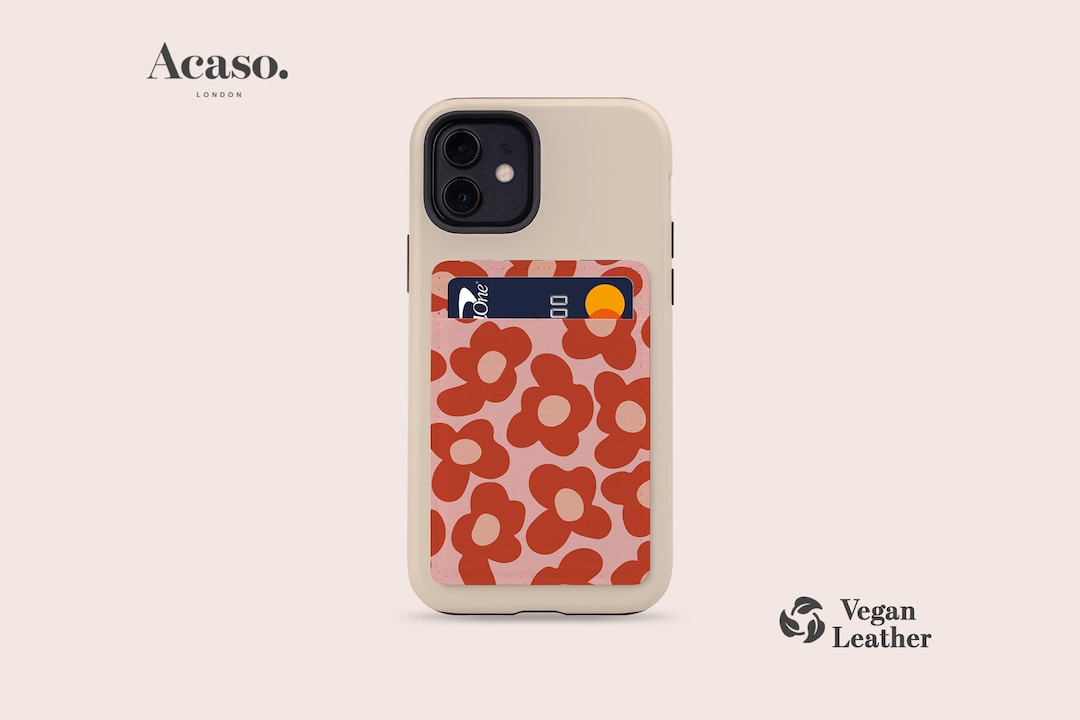 RETRO DAISY Pink Phone Wallet Sticker Wallet, Card Holder, Bio Credit ...