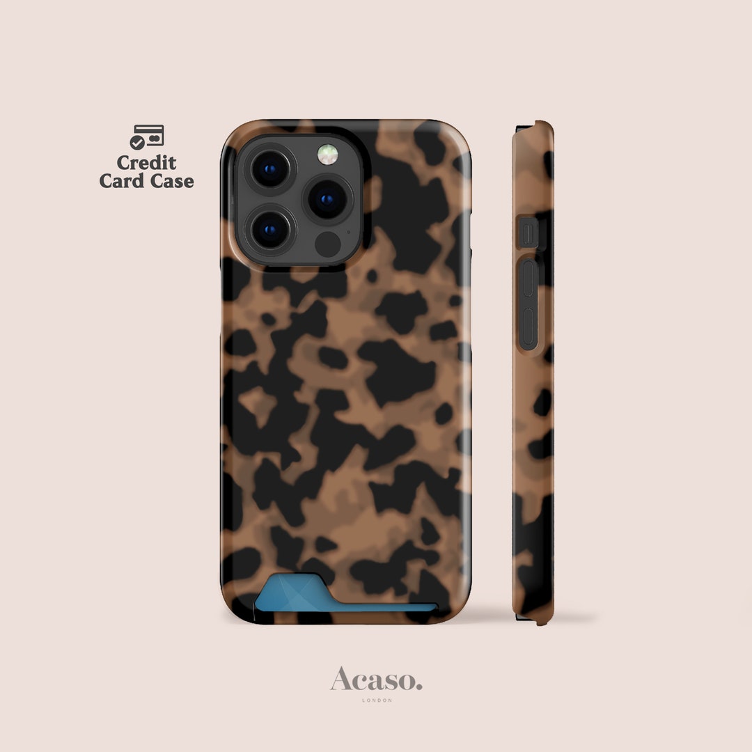 TORTOISE SHELL Phone Case With Card Holder for iPhone 14 Pro, iPhone 13 and for Samsung S21 ...