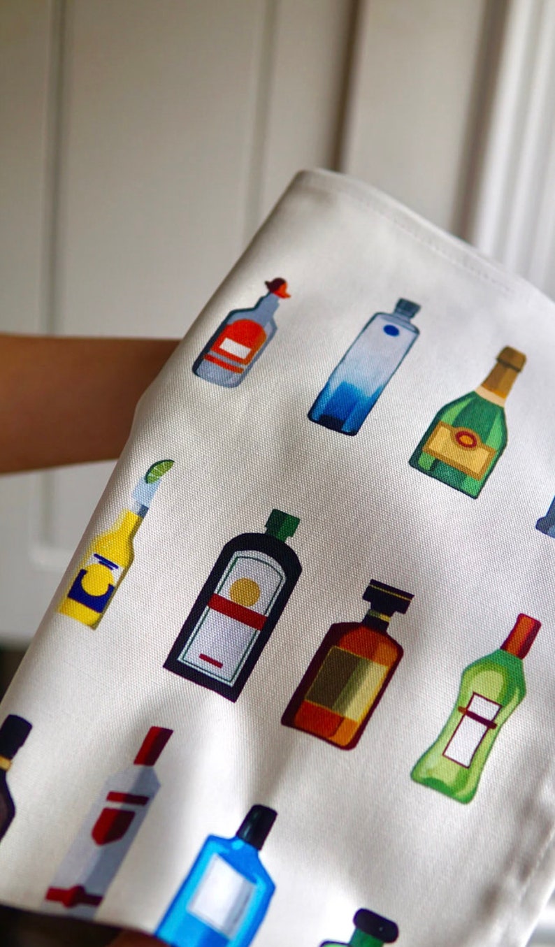 Alcohol Bottle Inspired 'BAR' Tea Towel - the Perfect Kitchen Accessory ...
