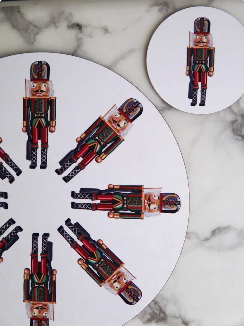 Designer Nutcracker Inspired Round Placemats Gloss Faced With Baize ...