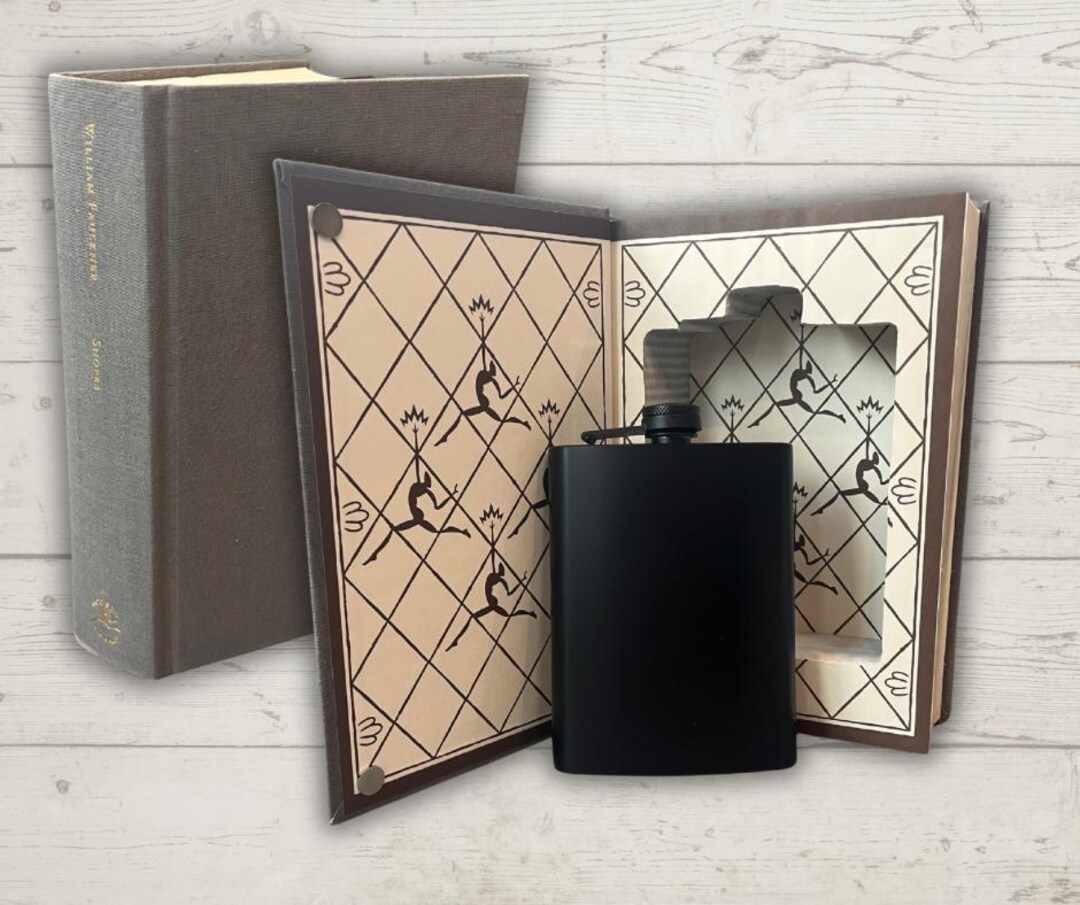Hidden Flask Book Safe - William Faulkner – Real Hollow Book With ...