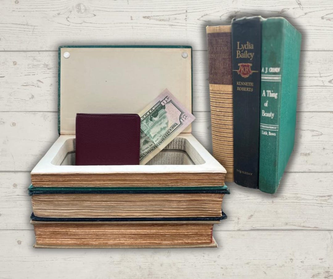 Vintage Hollow Book Stack – Secret Storage Book – Hidden Compartment ...
