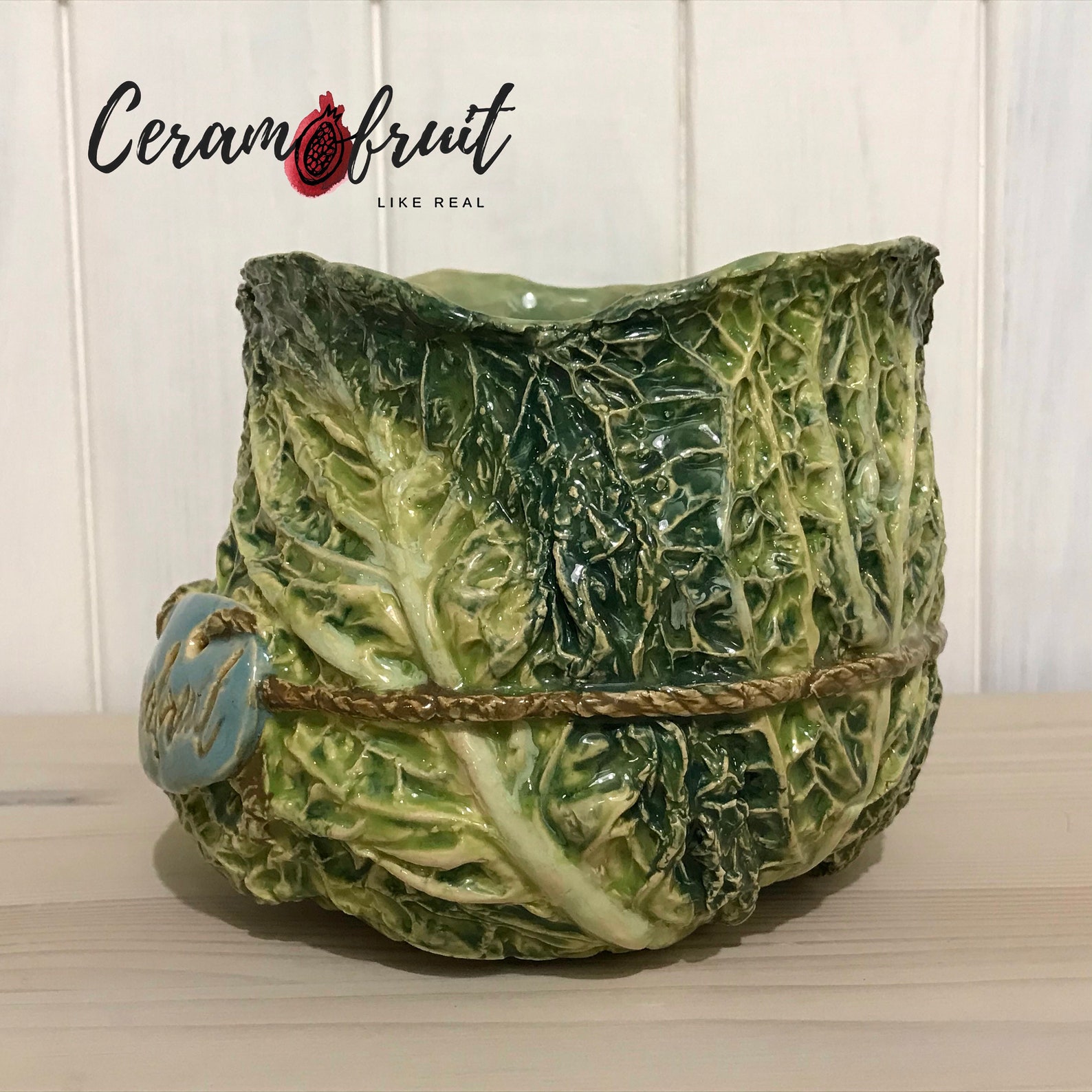 Ceramic vase Savoy cabbage leaves. | Etsy