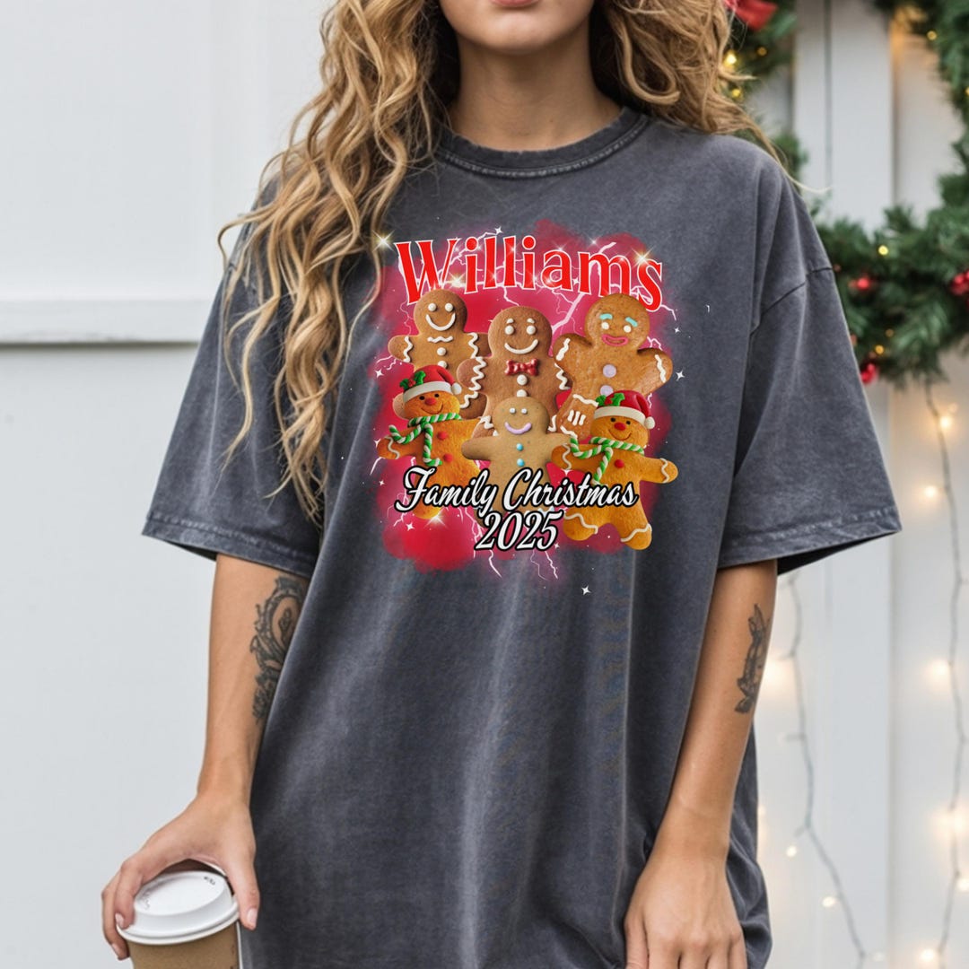 Personalized Family Christmas Bootleg Shirt – Gingerbread Holiday ...