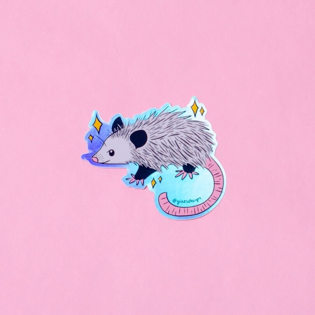 Cute Opossum Holographic Vinyl Sticker - Etsy